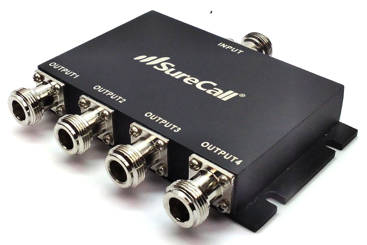 SureCall SC-WS-4 4-Way Splitter N-Female Full-Band Bi-Directional 698M ...