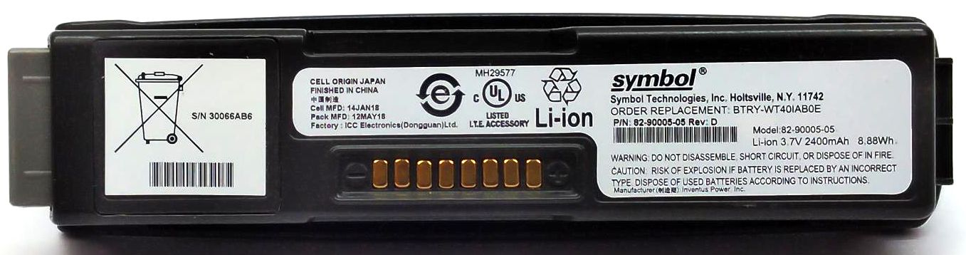 Symbol WT4000 Battery Wearable Scanner Li-Ion 3.7V 2400mAh 8.88Wh 82-9 ...