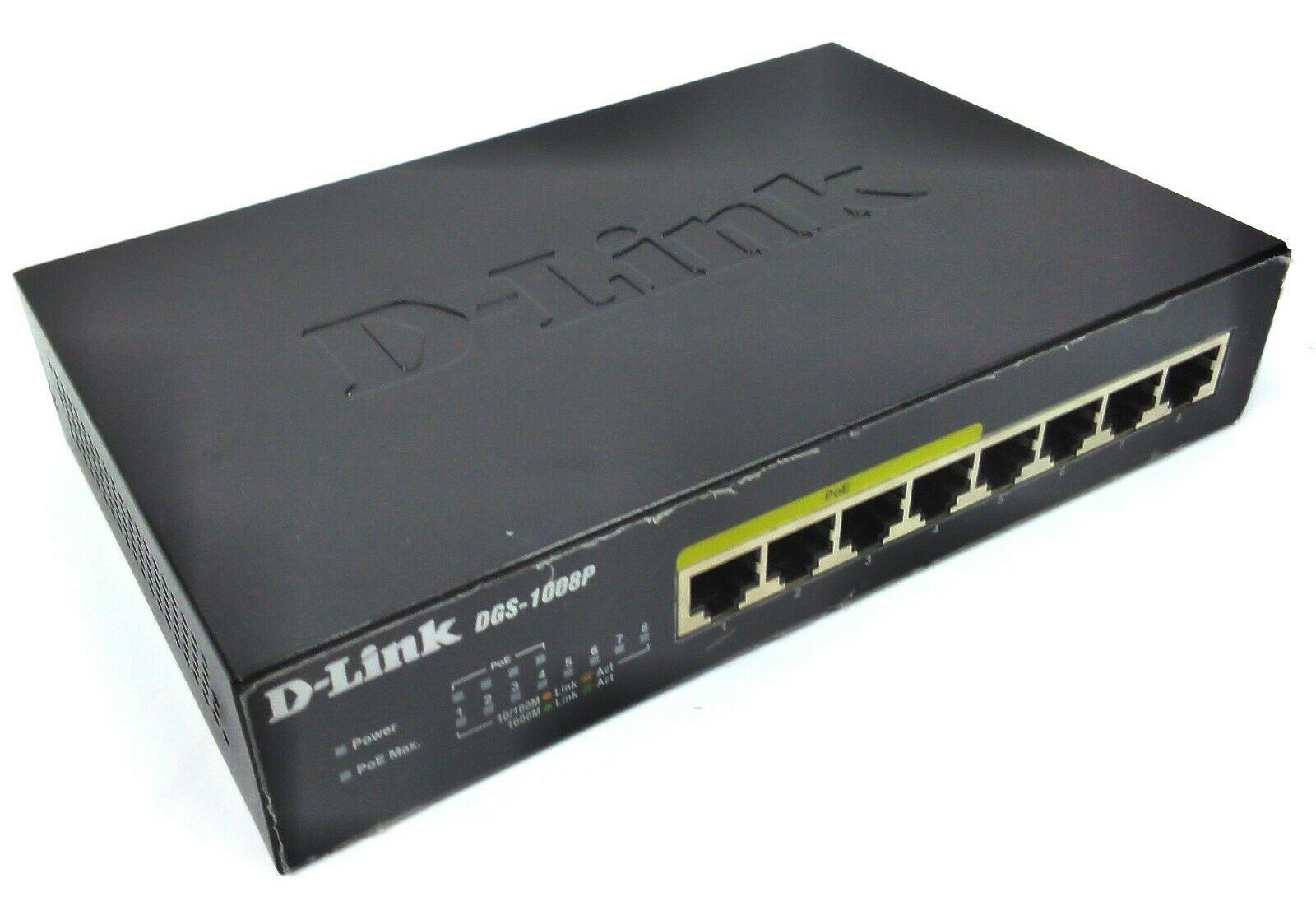 D-Link 8 Port Gigabit Desktop Networking Switch + 4 Port PoE DGS-1008P ...